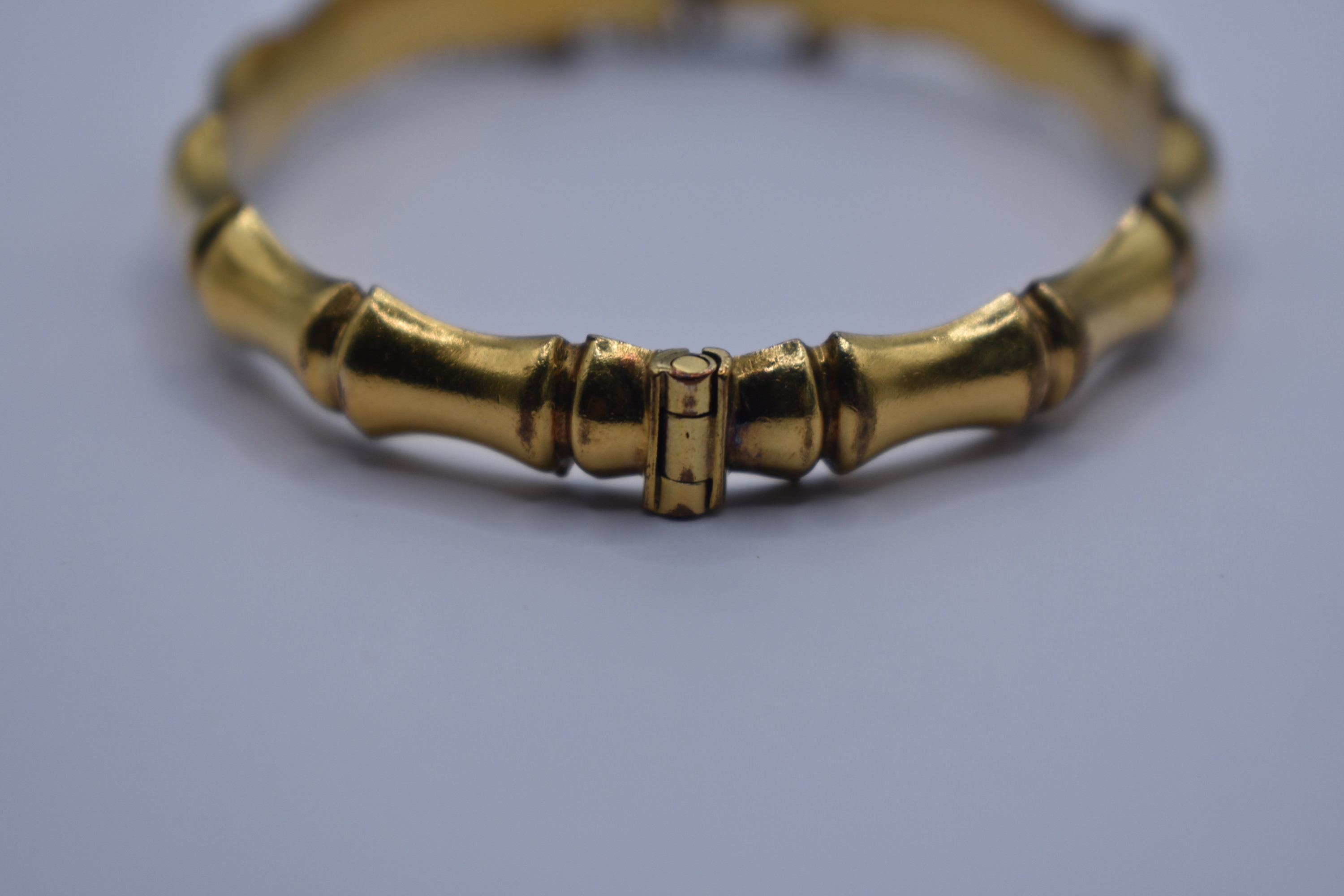 Vintage 9ct ROLLED GOLD Metal Core Bamboo Bangle With Safety Chain - Etsy