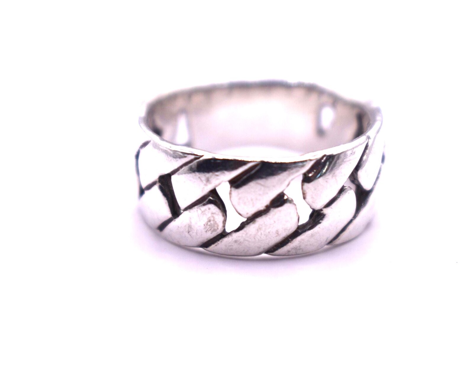 Vintage 925 Sterling Silver Curb Ring Size Q - Etsy