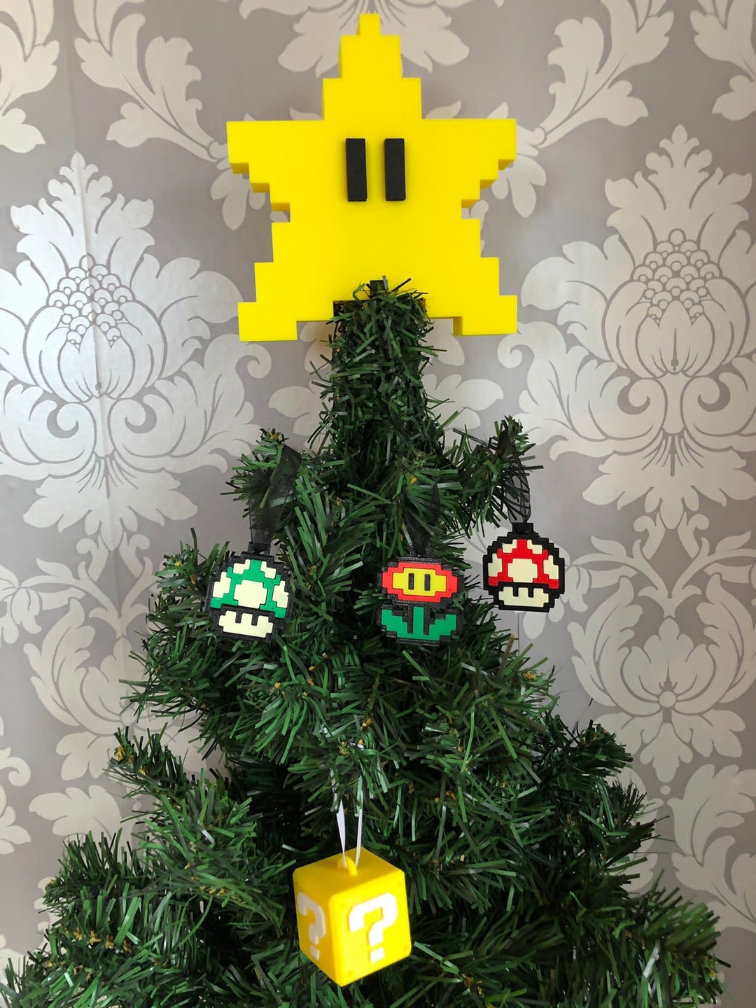 Pixel Art Star Tree Topper – Retro Video Game Christmas Decoration – 3D ...