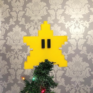 Pixel Art Star Tree Topper – Retro Video Game Christmas Decoration – 3D ...