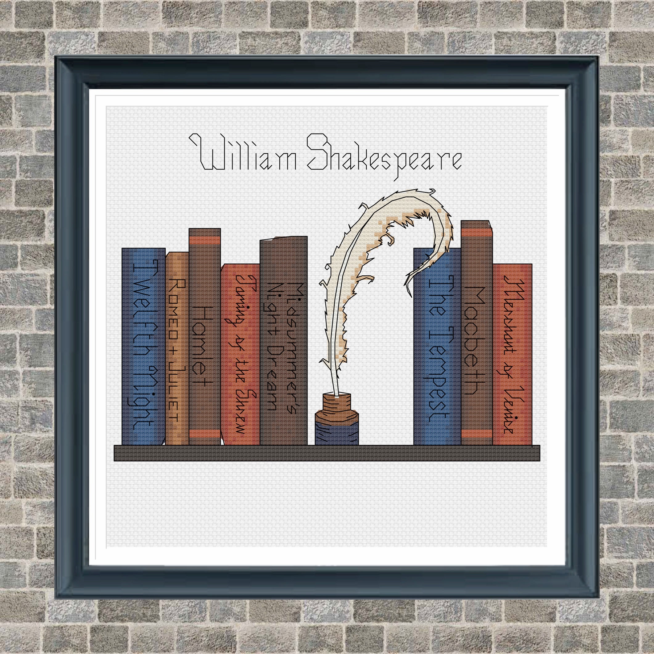 Cross Stitch PDF Pattern Shakespeare Bookshelf / X Stitch Pattern ...