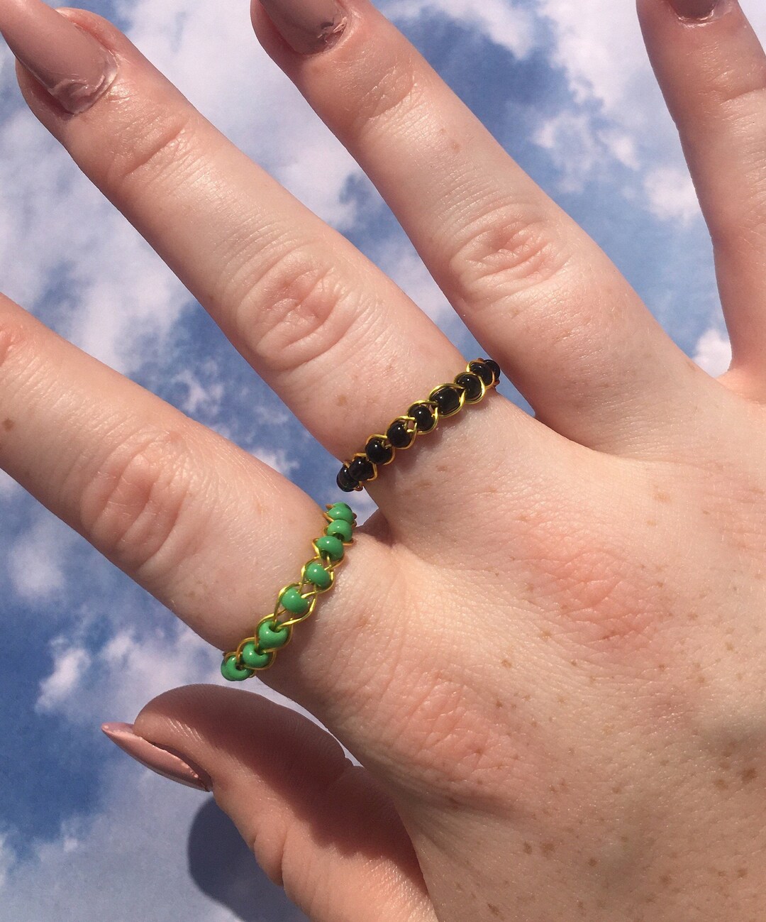 Custom Gold Beaded Wire Ring - Etsy