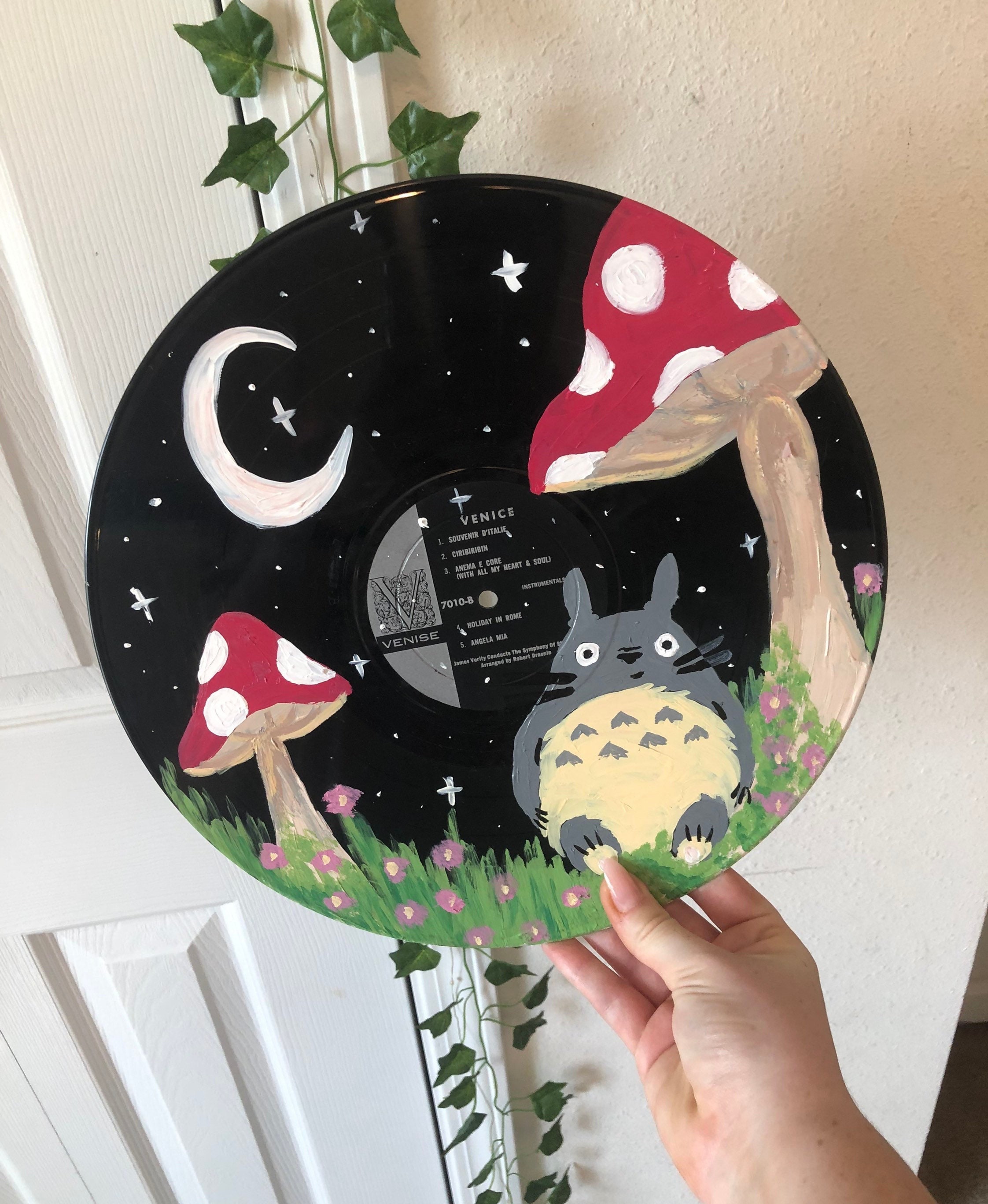 Totoro & Mushrooms Painted Vinyl Record - Etsy UK