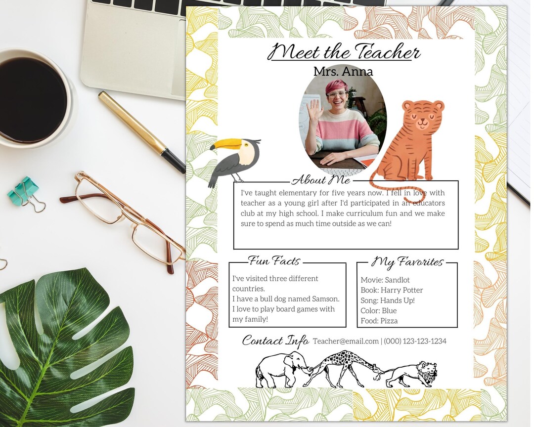 Editable Meet the Teacher Template Simply Safari Theme - Etsy Australia