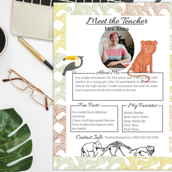 Meet the Teacher Safari Template - Etsy