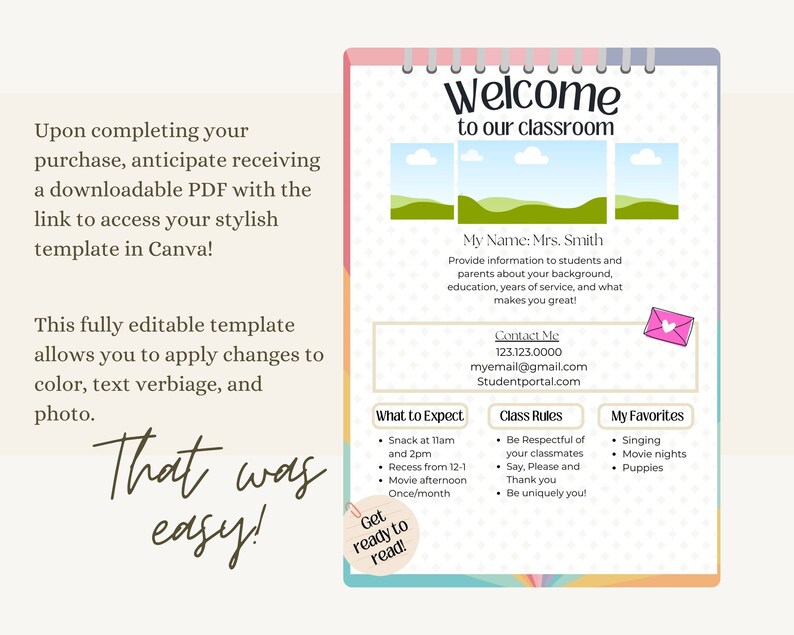 Editable Meet the Teacher Template Back to School Template Printable ...
