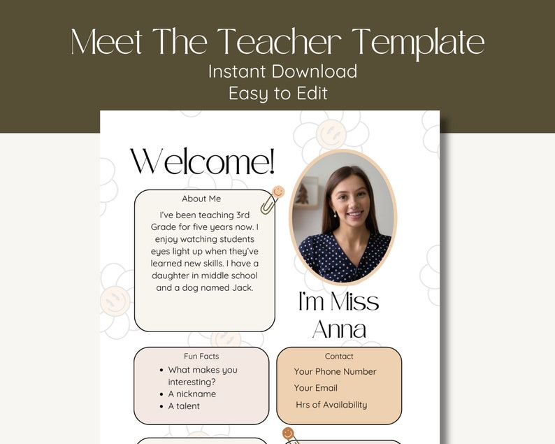Editable Meet the Teacher Template Back to School Template Flower Theme ...