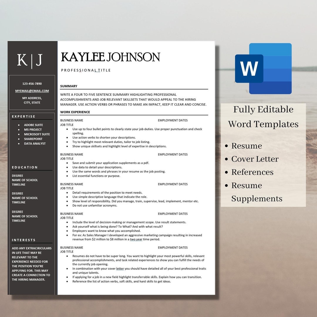 CV Template Word CV Template Professional Resume Template Bundle ...
