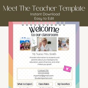 Editable Meet the Teacher Template Back to School Template Printable ...