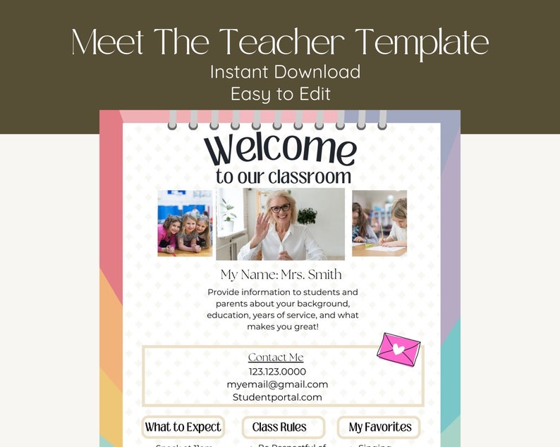 Editable Meet the Teacher Template Back to School Template Printable ...