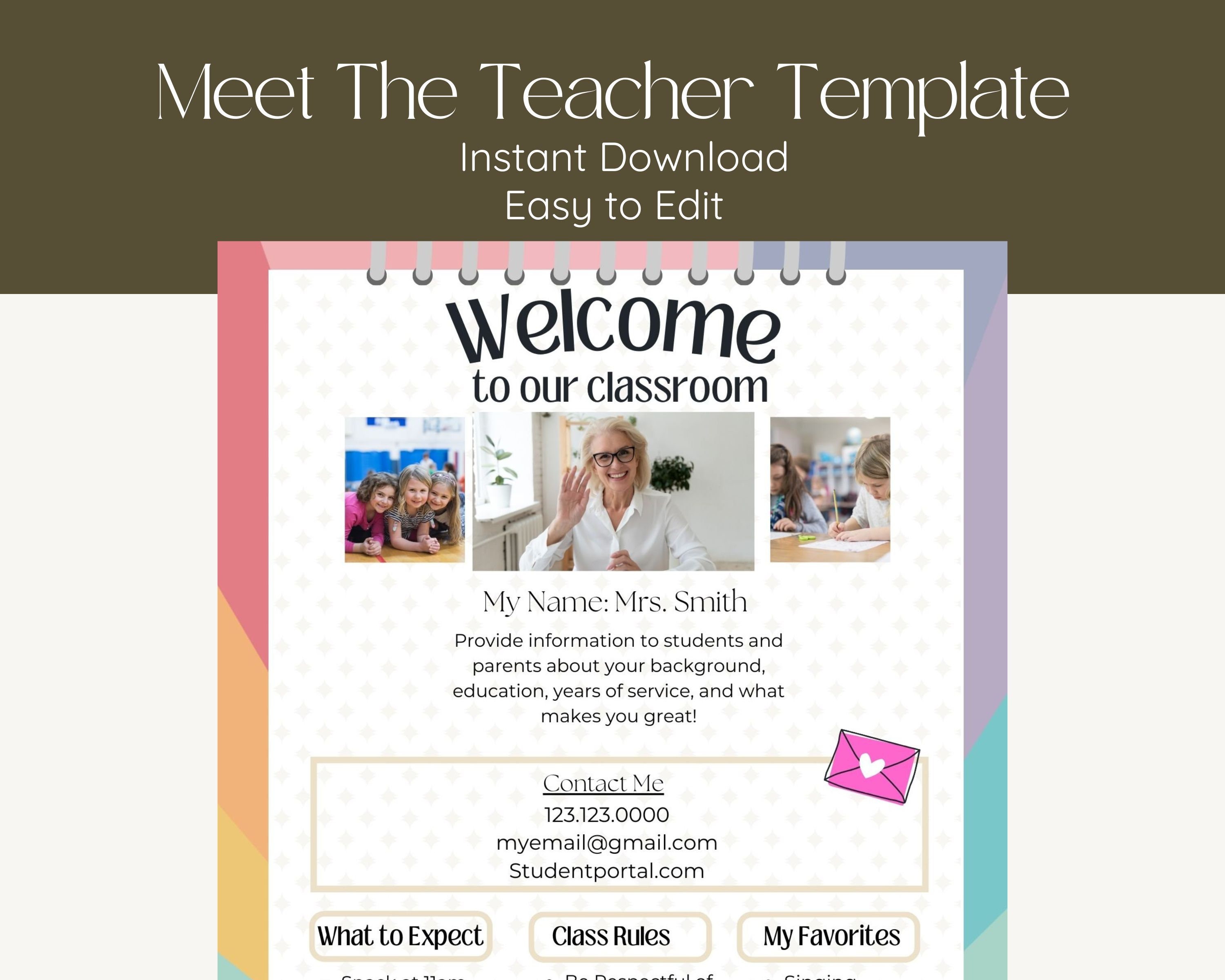 Editable Meet the Teacher Template Back to School Template Printable ...