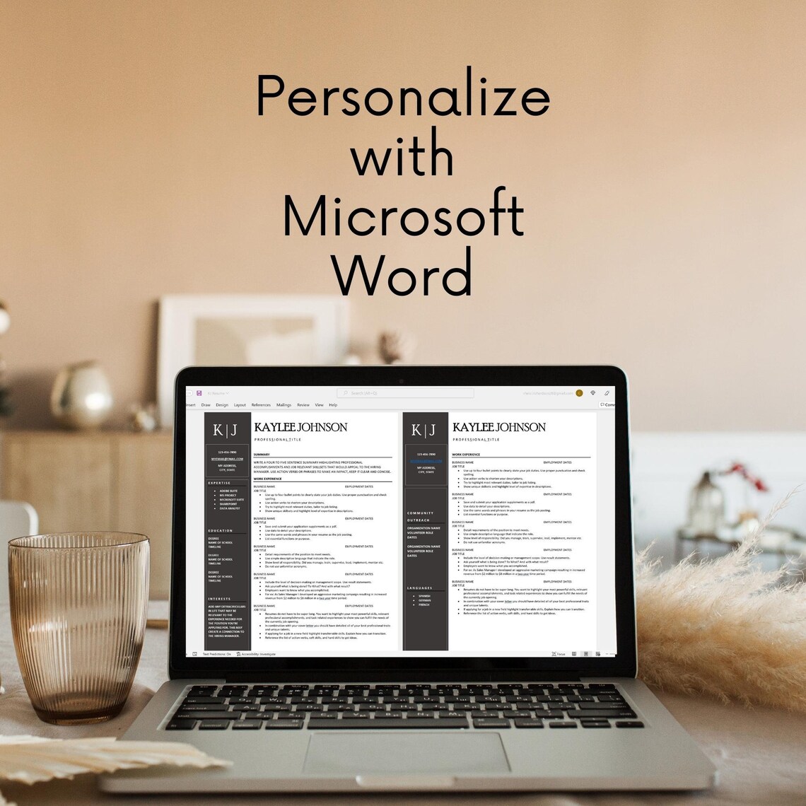 CV Template Word CV Template Professional Resume Template Bundle ...