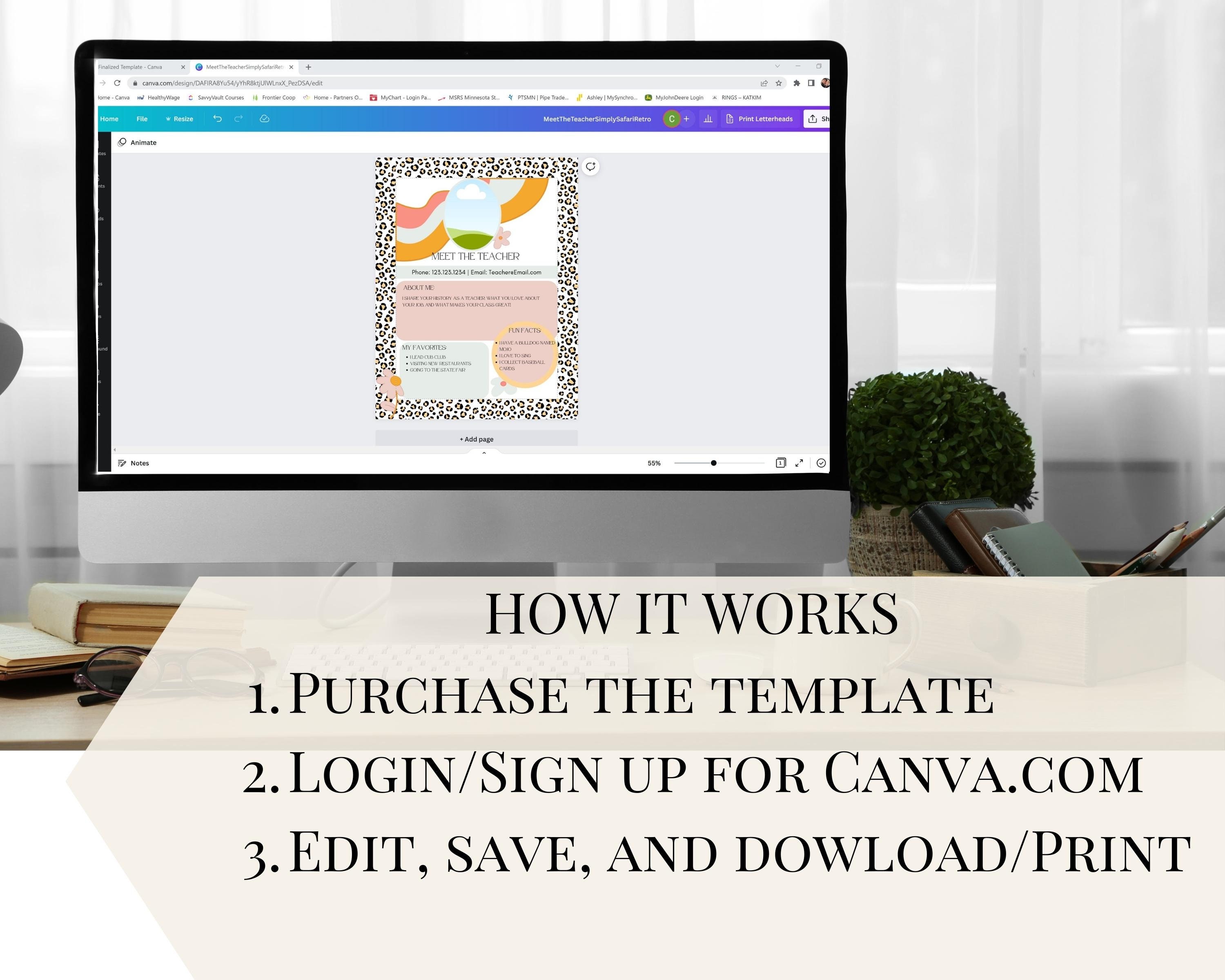 Editable Meet the Teacher Simply Safari Modern Safari Retro Jungle Back ...