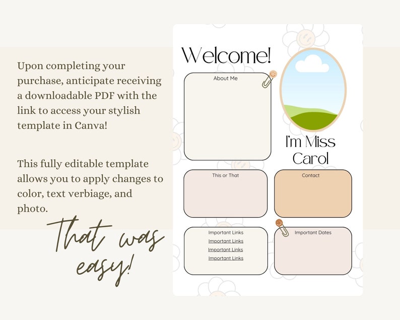 Editable Meet the Teacher Template Back to School Template Flower Theme ...