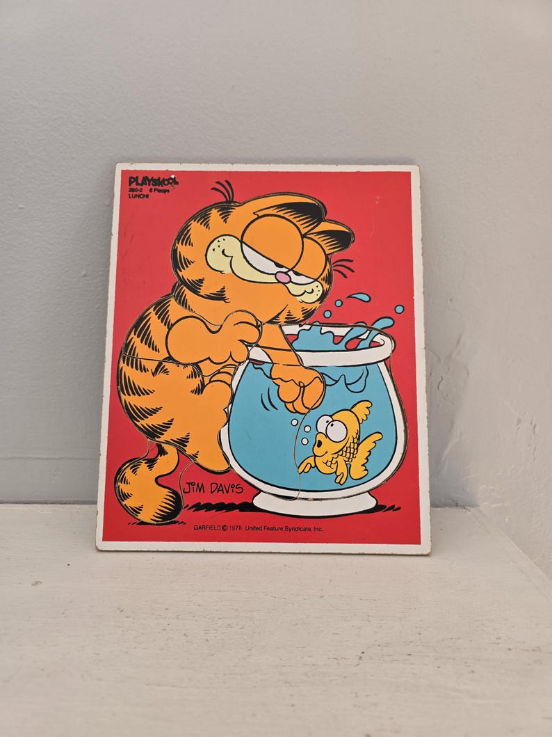 Vintage Playskool Garfield 6-piece Wooden Puzzle - Etsy