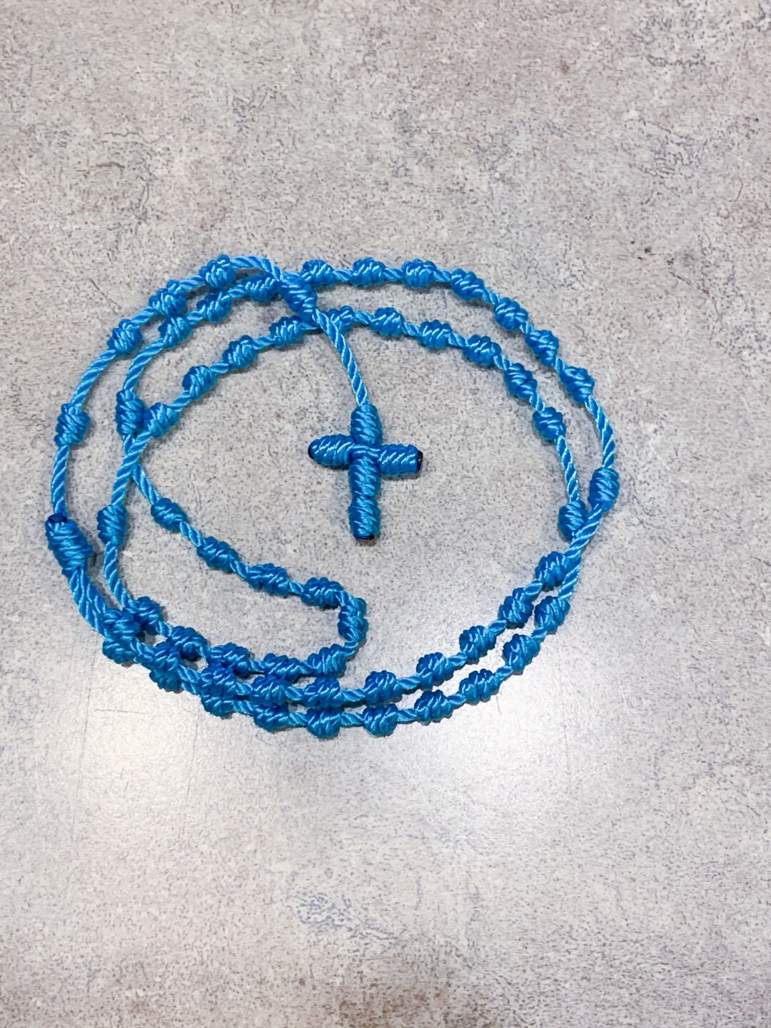 NEW! Catholic Knotted Nylon Twine Handmade Rosary, Rosary With Saint ...