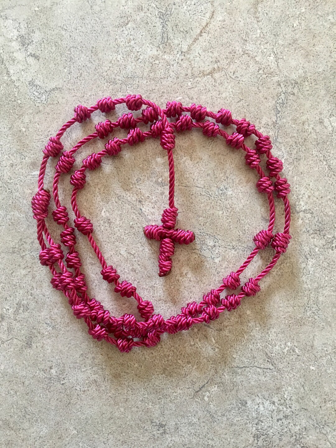 Catholic Knotted Nylon Twine Cord Handmade Rosary, Rosary With Saint ...