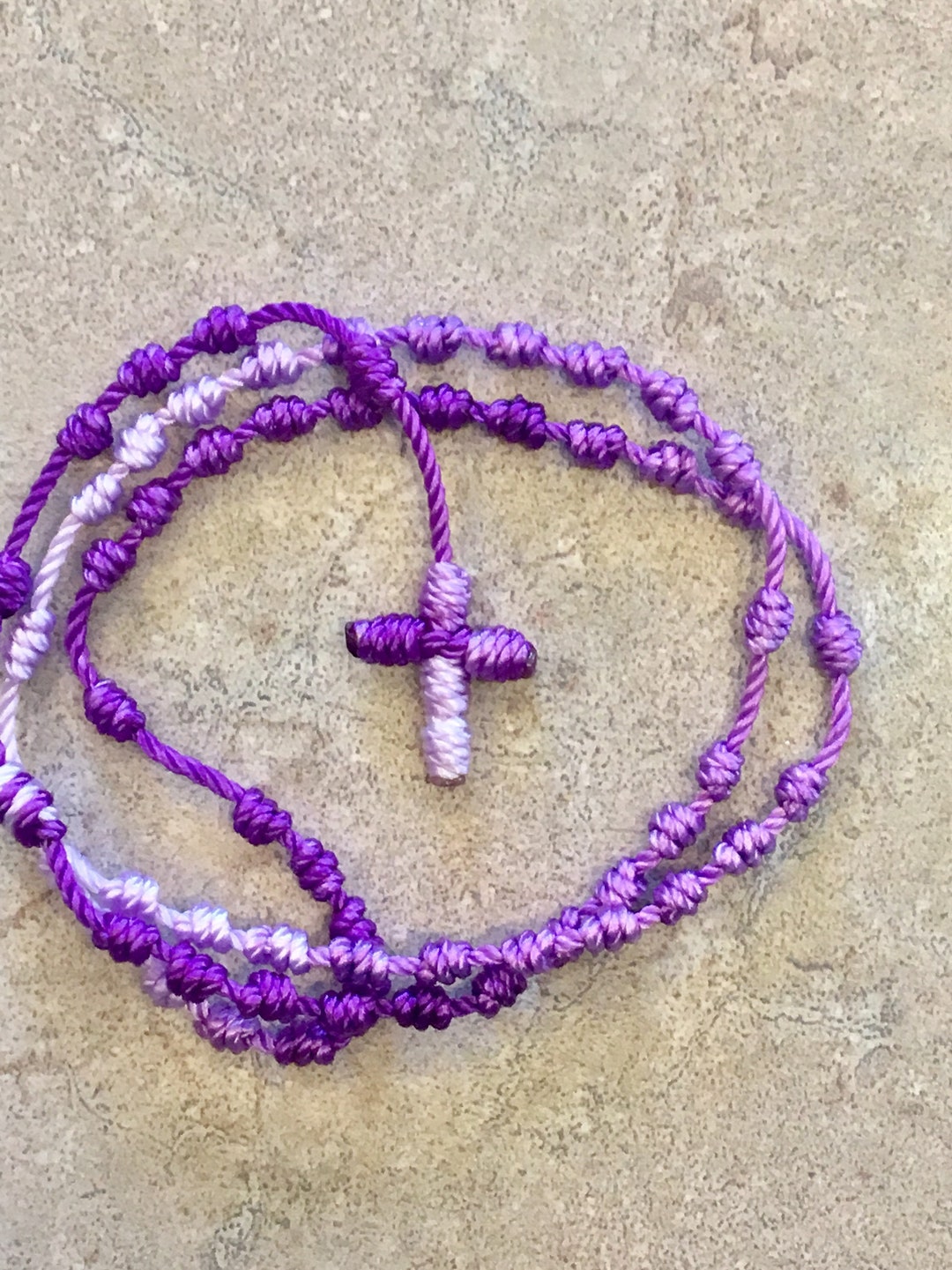 Catholic Knotted Nylon Twine Cord Handmade Rosary, Rosary With Saint ...