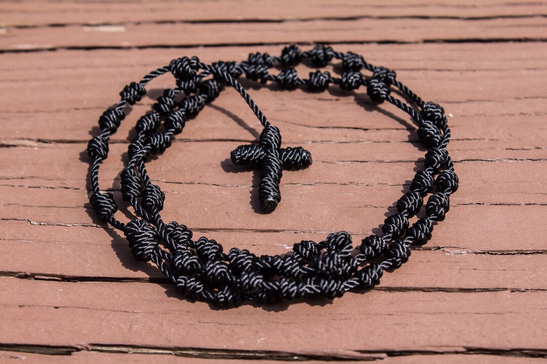 Catholic Knotted Nylon Twine Cord Handmade Rosary, Rosary With Saint ...