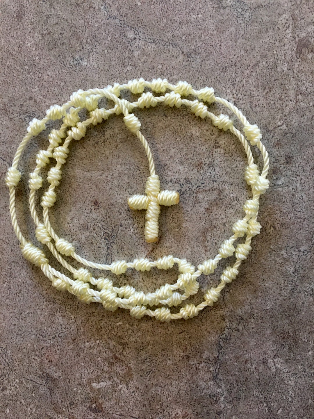 Catholic Knotted Handmade Nylon Twine Cord Rosary, Rosary With Saint ...