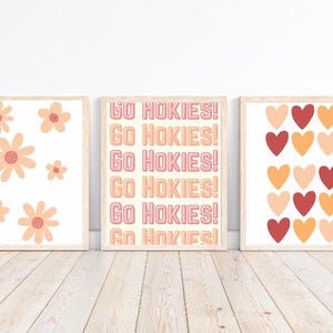 Virginia Tech Hokies Art Prints: Orange & Maroon Dorm Decor (digital ...
