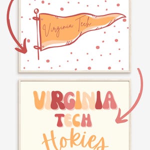 Virginia Tech Hokies Art Prints: Orange & Maroon Dorm Decor (digital ...