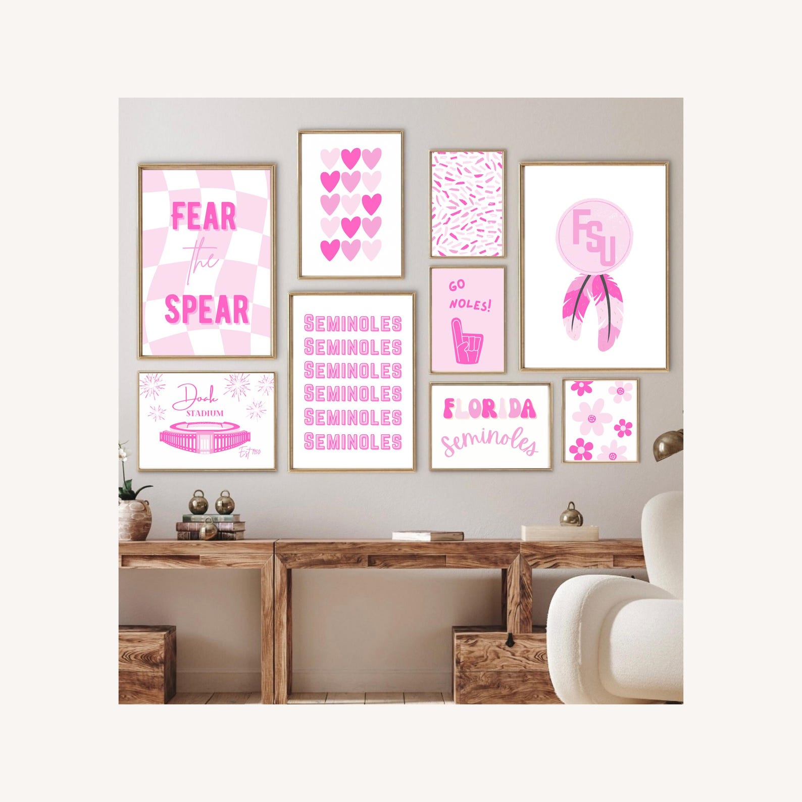 Pink Florida State Seminoles Prints: FSU Dorm Art (digital Download) - Etsy