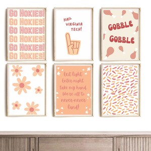 Virginia Tech Hokies Art Prints: Orange & Maroon Dorm Decor (digital ...