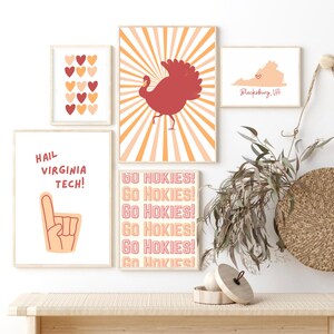 Virginia Tech Hokies Art Prints: Orange & Maroon Dorm Decor (digital ...