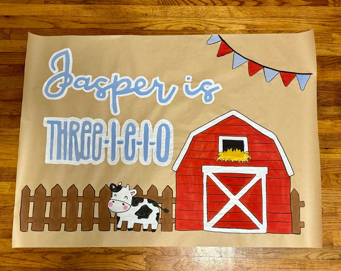 Hand Painted Custom Party Banner- Kraft Paper Banner - Painted Banner ...