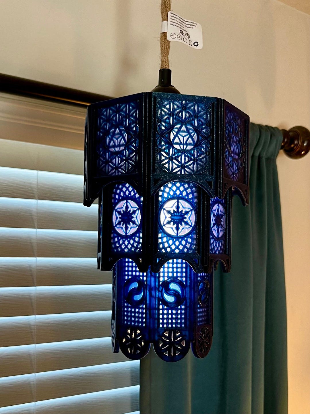 Magical Shadows Psychedelic Hanging Pendant Lamp With 15 Foot Hemp ...