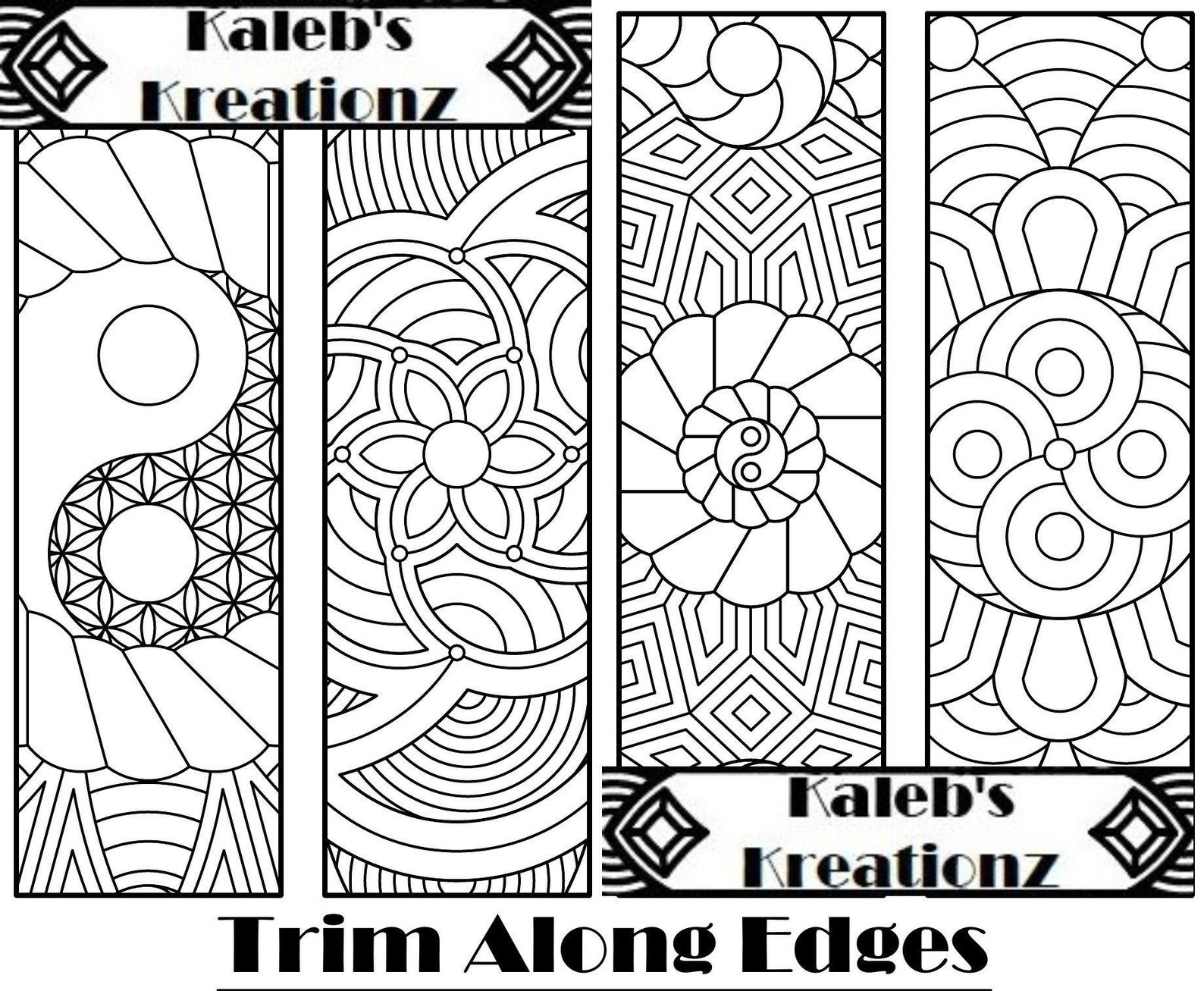 Printable Mandala Bookmarks/coloring Pages Set of 4 PDF/JPG | Etsy