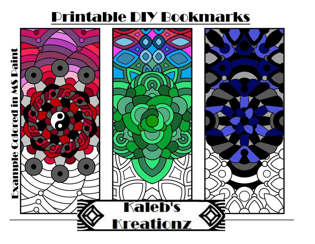 Printable Coloring Mandala Bookmarks Set of 3 bookmark Set 1 - Etsy