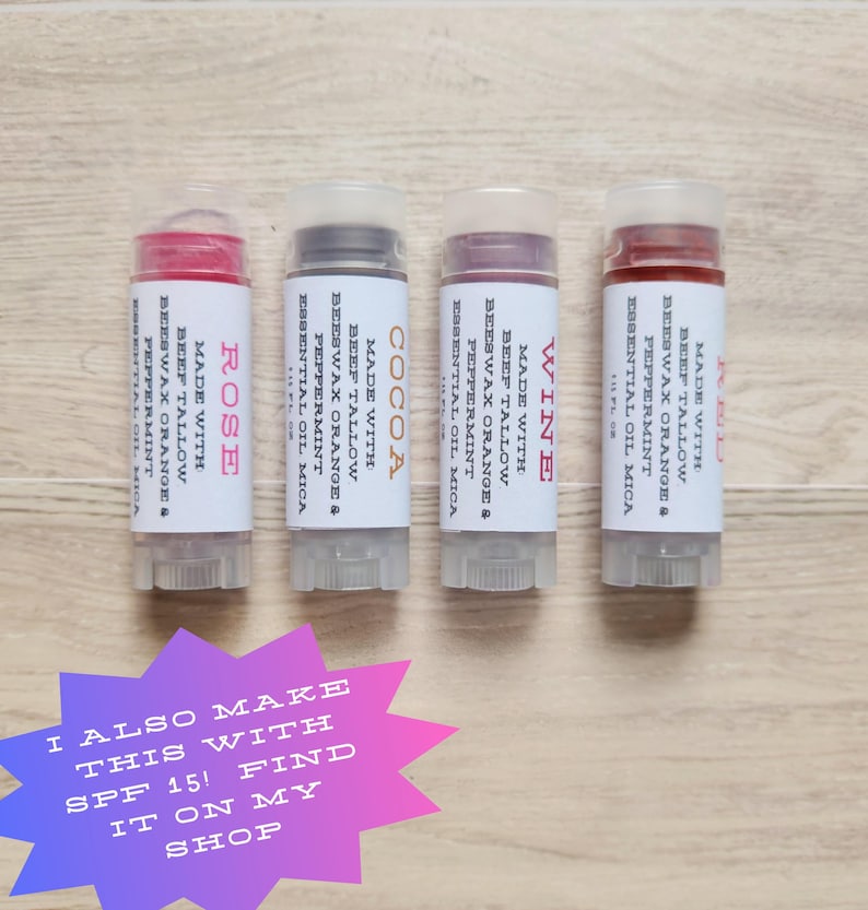Tinted Grass-fed Beef Tallow Lip Balm for Dry Lips: Essential Oils and ...