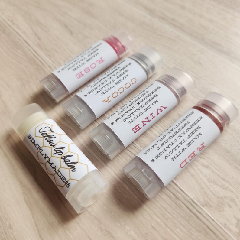 Tinted Beef Tallow Lip Balm for Dry Lips: Made With Essential Oils and ...