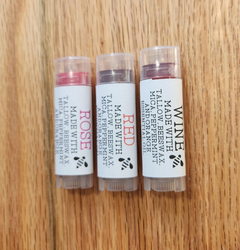 Tinted Beef Tallow Lip Balm for Dry Lips: Made With Essential Oils and ...