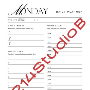 Minimalist Weekly Daily Planner Digital Download 8.5x11 Multiple Color ...