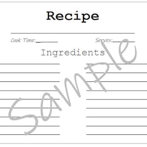 Digital Printable Recipe Cards Simple Front & Back Downloadable 4x6 - Etsy