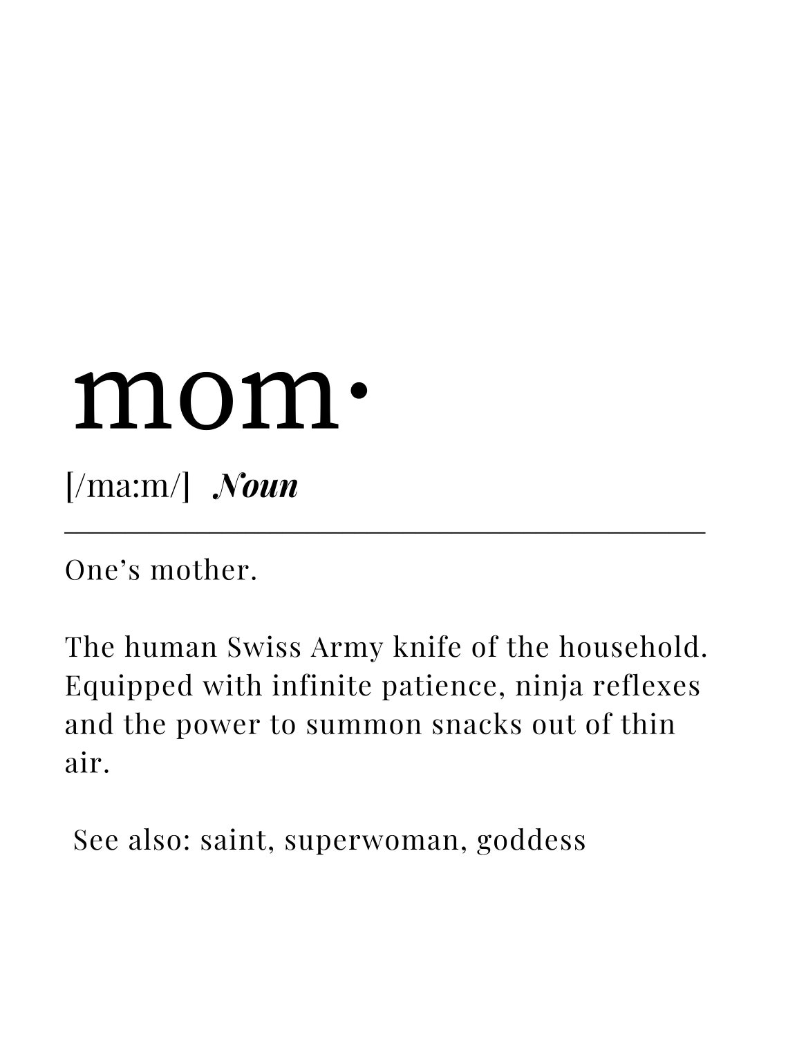 Definition of Mom Digital Download for Mother's Day, Birthday or Just ...