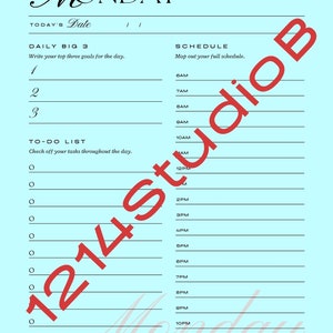 Minimalist Weekly Daily Planner Digital Download 8.5x11 Multiple Color ...