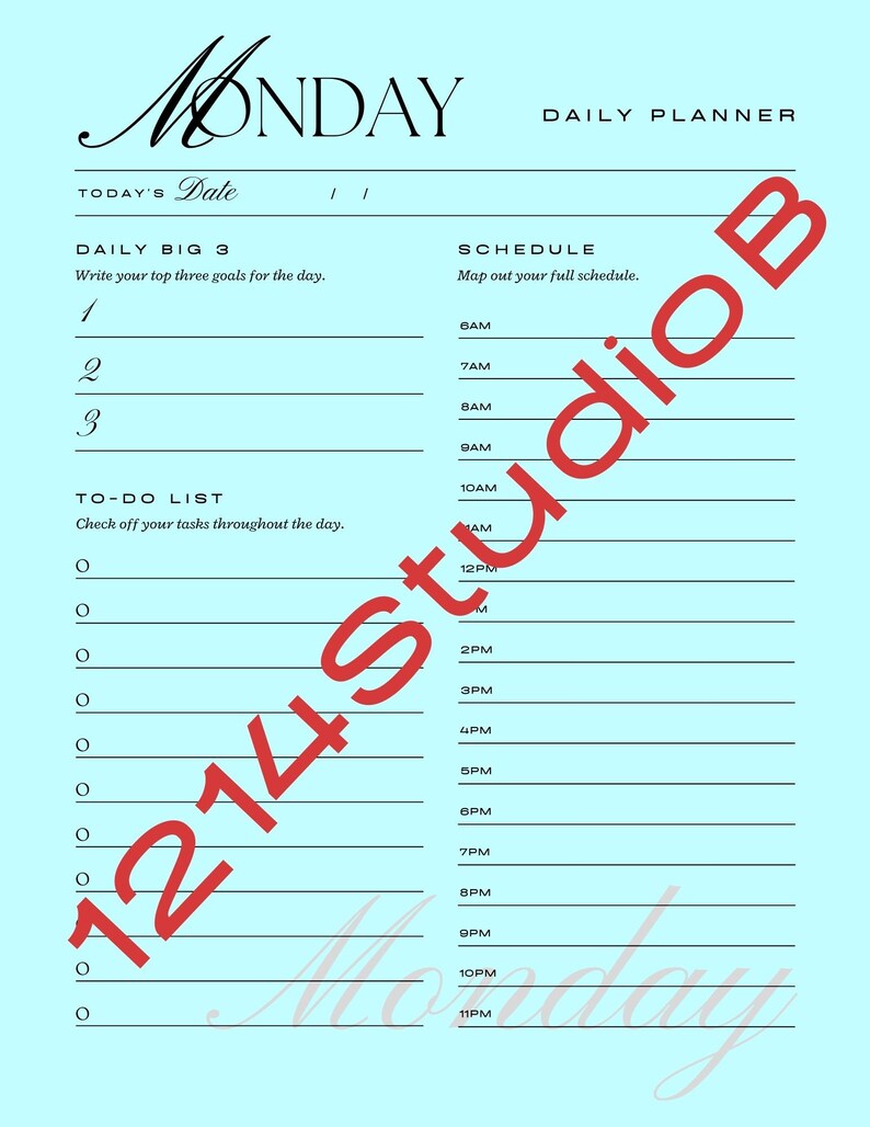 Minimalist Weekly Daily Planner Digital Download 8.5x11 Multiple Color ...