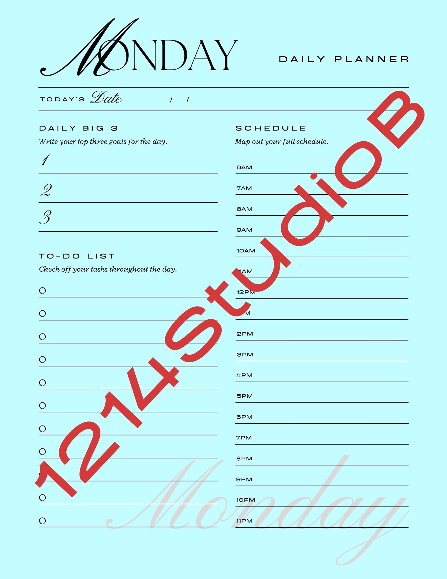 Minimalist Weekly Daily Planner Digital Download 8.5x11 Multiple Color ...