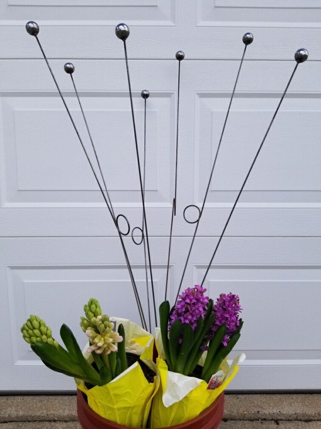 Kinetic Balls Garden Metal Art Ball Weeds 3 Feet Tall Bendable Pliable ...