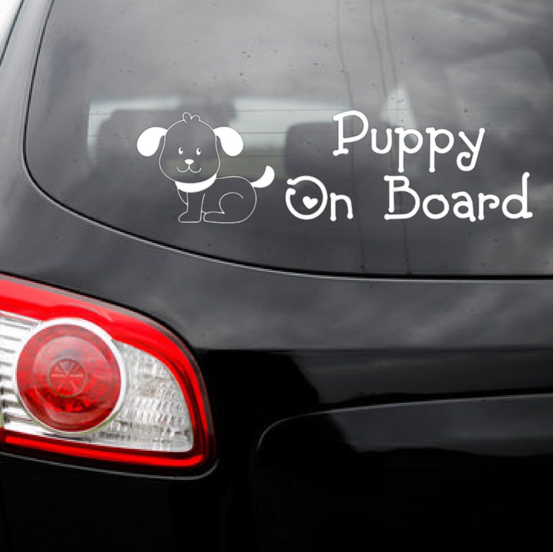 Puppy on Board Vinyl Decal Sticker for Vehicle, Van, Car Windscreen ...