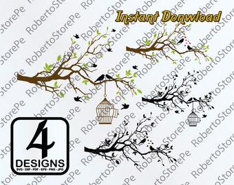 Tree With Bird Svg | Etsy
