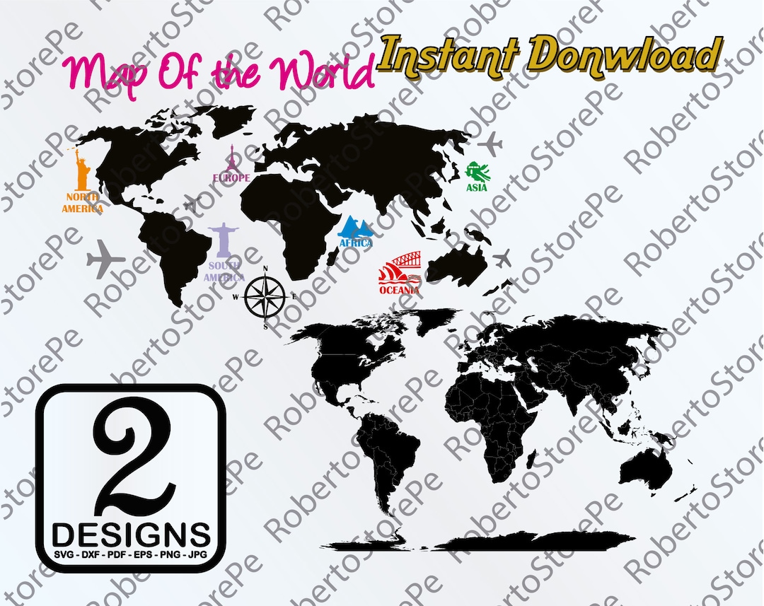 Vector World Map Svg World Map Svg Travel Svg World Map - Etsy