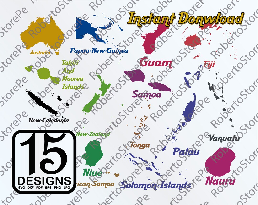 Vector Continent Oceania Svg Continent Svg Map of Oceania - Etsy