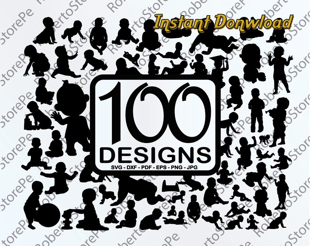 Vector Baby Svg, Baby Svg, Baby Silhouette, Baby Cricut, Baby Dxf, Baby ...