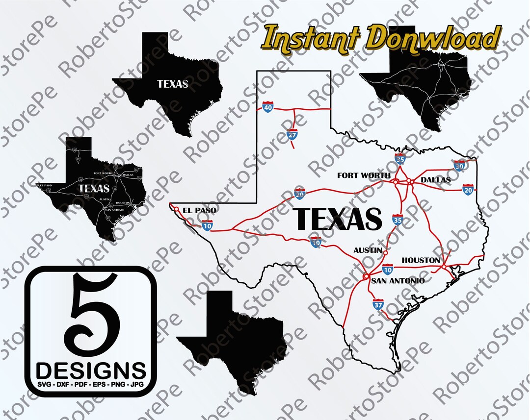 Vector Map of Texas Svg, Map of Texas Svg, United States Svg, State ...