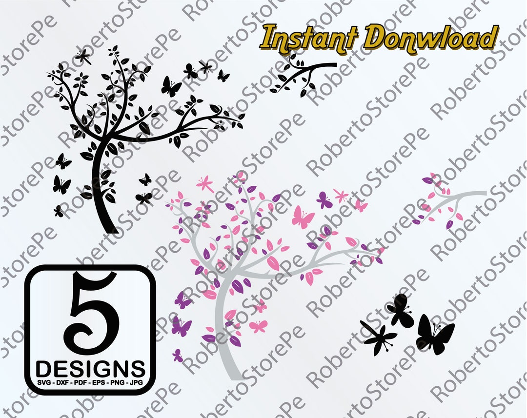 Vector Floral Tree Svg Tree Svg Silhouette Tree With Birds - Etsy Finland